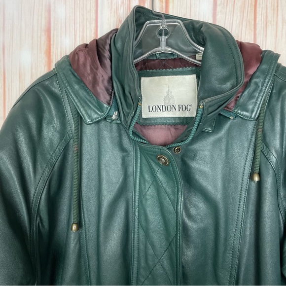 London Fog | Jackets & Coats | Vintage Green Leather London Fog Coat ...